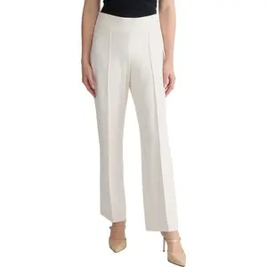 Jones New York Pintuck Pull-on Straight Leg Pants - White Sand