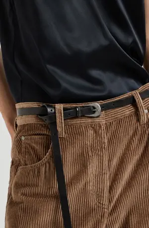 Brunello Cucinelli Vintage-effect Leather Belt With Shimmering Buckle And Shiny Loop