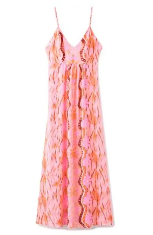 Mango Floral & Stripe Maxi Dress - Peach
