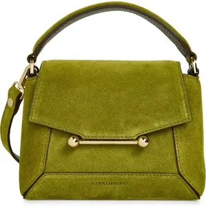 Strathberry Nano Mosaic Suede Top Handle Bag - Lime/khaki