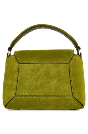 Strathberry Nano Mosaic Suede Top Handle Bag - Lime/khaki
