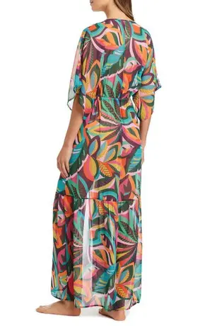 BLEU BY ROD BEATTIE Floral Surplice Cover-up Maxi Dress
