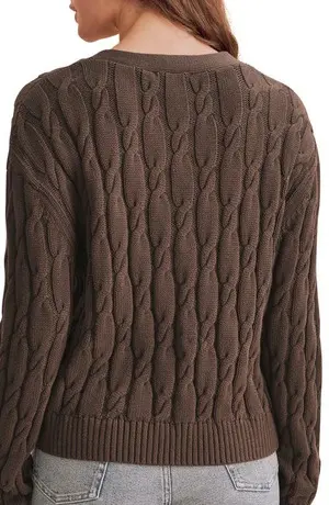 Splendid Rubi Cable Knit Cardigan - Java Brown