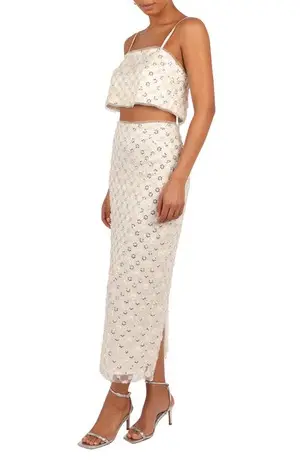 PETAL & PUP Bottega Sequin Lace Crop Top & Skirt Set