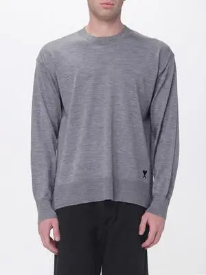 AMI Paris Crew-neck Wool And Silk Pullover - Grey