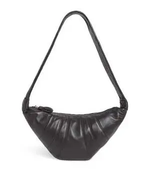 LEMAIRE Medium Grained Leather Croissant Shoulder Bag - Brown