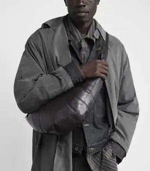 LEMAIRE Medium Grained Leather Croissant Shoulder Bag - Brown