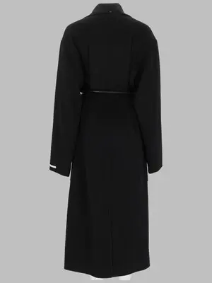 Sportmax Wool Coat With Tie Belt - Black