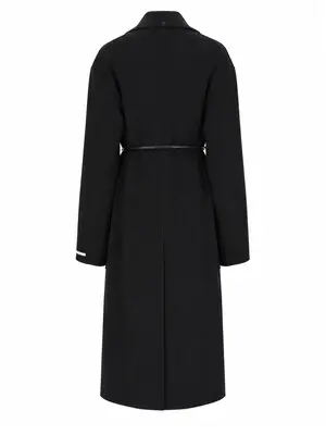 Sportmax Wool Coat With Tie Belt - Black