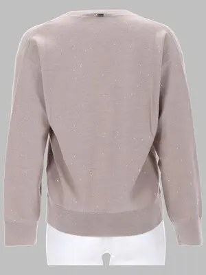 Herno V-neck Knit Top With Glitter Detail