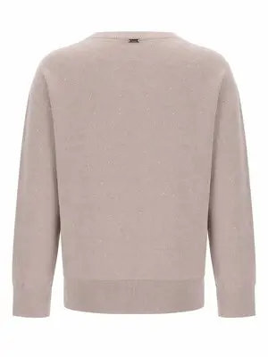 Herno V-neck Knit Top With Glitter Detail