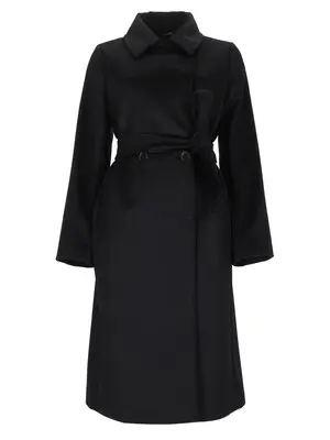 Max Mara Wool Wrap Coat - Black