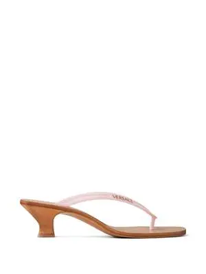 Versace Embossed Logo Block-heel Sandals - Rosa