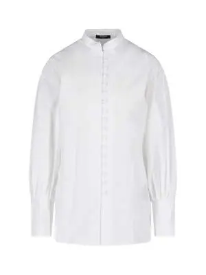 Balmain Band Collar 100% Cotton Shirt - White