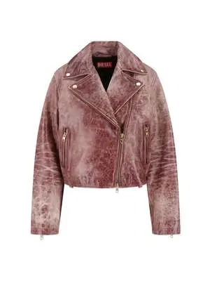 DIESEL® Genuine Leather Moto Jacket - Brown