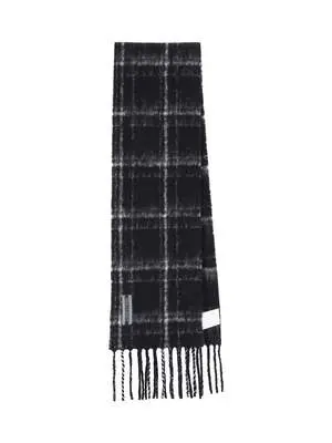 Our Legacy Fuzzy Alpaca Check Scarf - Black
