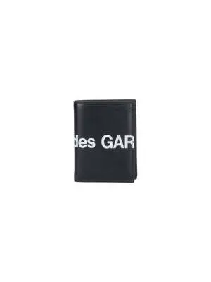 Comme Des Garçons Bi-fold Leather Wallet With Contrasting Print - Black