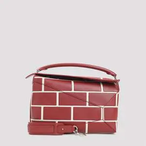 Loewe Large Puzzle Edge Bag In Grained Calfskin - Red