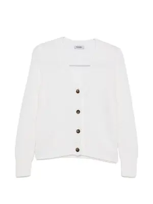 BASE Wool V-necked Cardigan - White