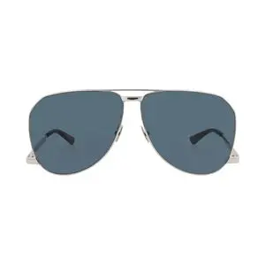 Saint Laurent Aviator-frame Metal Sunglasses /blue - Silver