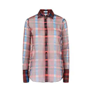 FERRAGAMO August Organza Check Button-front Shirt 'bone - Cream