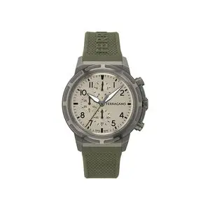 FERRAGAMO Sport Chrono Silicone Watch 'gun - Black