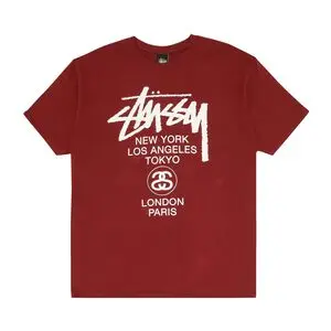 StÜssy World Tour Tee 'burgundy - Red