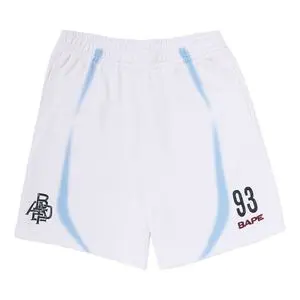 A BATHING APE Heavy Wash Hand Draw Logo Relaxed Fit Sweat Shorts - White