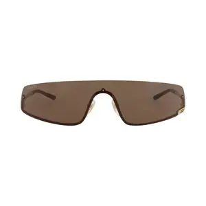 Gucci Shield-frame Metal Sunglasses /brown - Gold