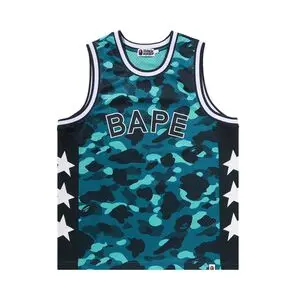 A BATHING APE Color Camo Mesh Multi Logo Relaxed Fit Tank Top - Green