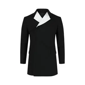 FERRAGAMO Silk Trimmed Double-breasted Blazer - Black