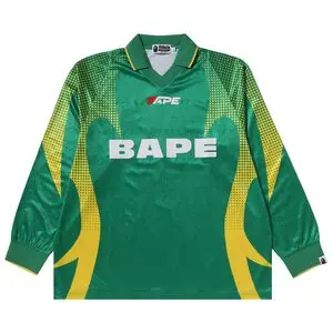 A BATHING APE Ape Flame Monogram Jacquard Logo Relaxed Fit Jersey - Green