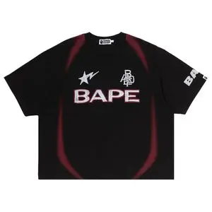 A BATHING APE Heavy Wash Hand Draw Multi Logo Relaxed Fit Tee - Black