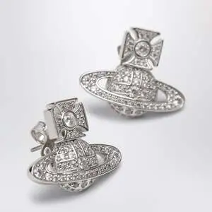 VIVIENNE WESTWOOD Platinum-tone Orb Earrings With Crystals
