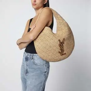 Saint Laurent Icare Hobo Bag In Crochet Raffia