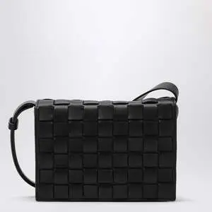 Bottega Veneta Orto Intrecciato Calf Leather Messenger Bag - Black