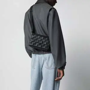 Bottega Veneta Orto Intrecciato Calf Leather Messenger Bag - Black
