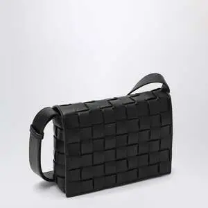 Bottega Veneta Orto Intrecciato Calf Leather Messenger Bag - Black