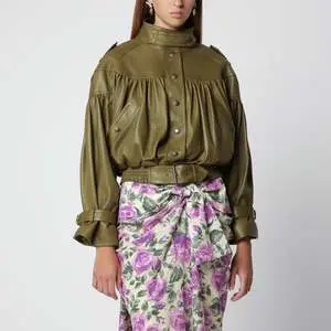 Chloé Eucalyptus Cropped Jacket With Leather Belt - Green