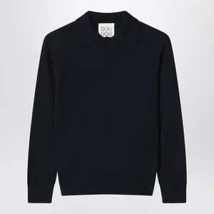 DOUUOD Wool Polo Shirt - Blue