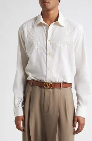 Valentino Garavani Vlogo Buckle Reversible Leather Belt