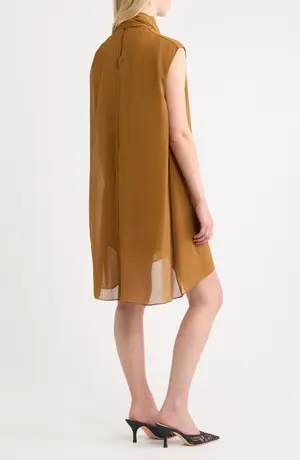 FRAME The Wisp Tie Neck Silk Shift Dress