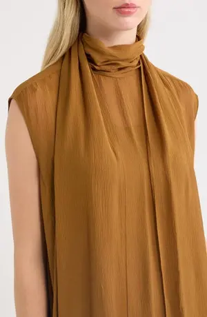 FRAME The Wisp Tie Neck Silk Shift Dress