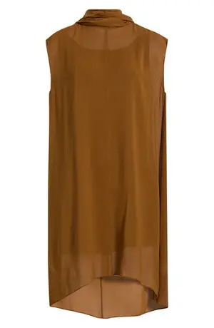FRAME The Wisp Tie Neck Silk Shift Dress