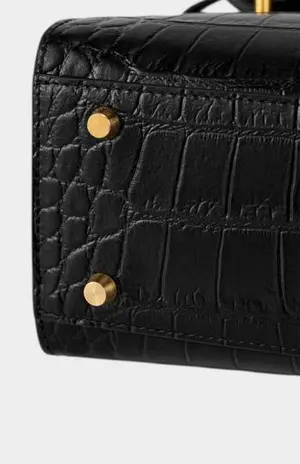 MI BOLSA LONDON Kensington Croc Embossed Leather Top Handle Bag