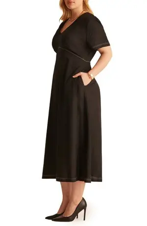 ESTELLE Alena Linen Blend Midi Dress