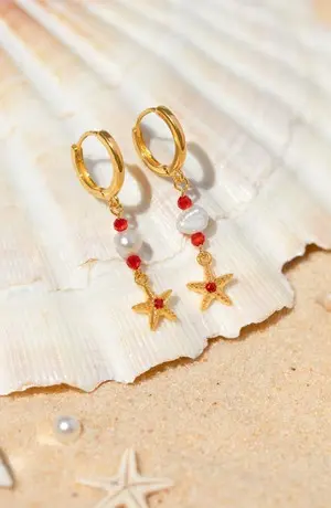 GIRLS CREW Starfish Dangle Hoop Earrings