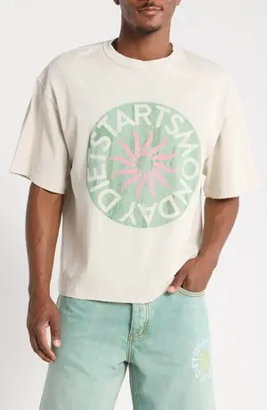 DIET STARTS MONDAY Sol Graphic T-shirt - Antique White/washed Green