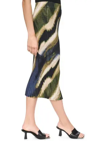 Dkny Mixed Rib Knit Midi Skirt
