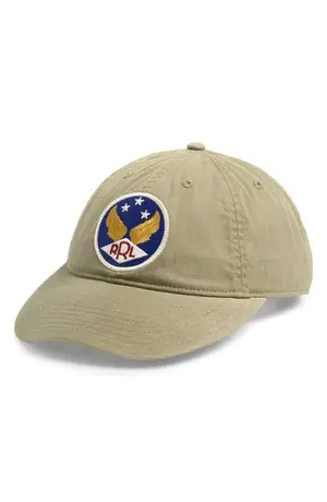 Double Rl Rrl Winged Logo Cotton Twill Baseball Cap - Brewster Green